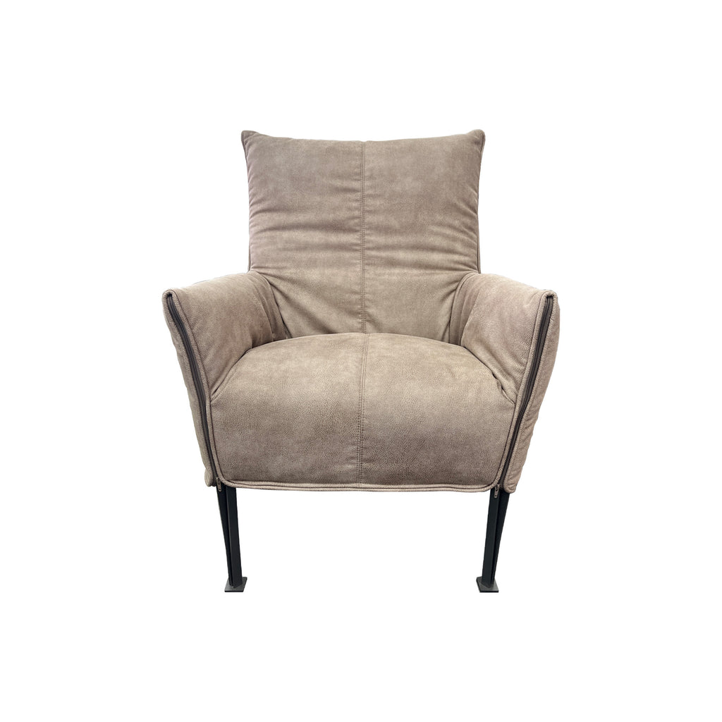 Hugo Steel Chair NZ Made in Eastwood Taupe Fabric | FURNISH