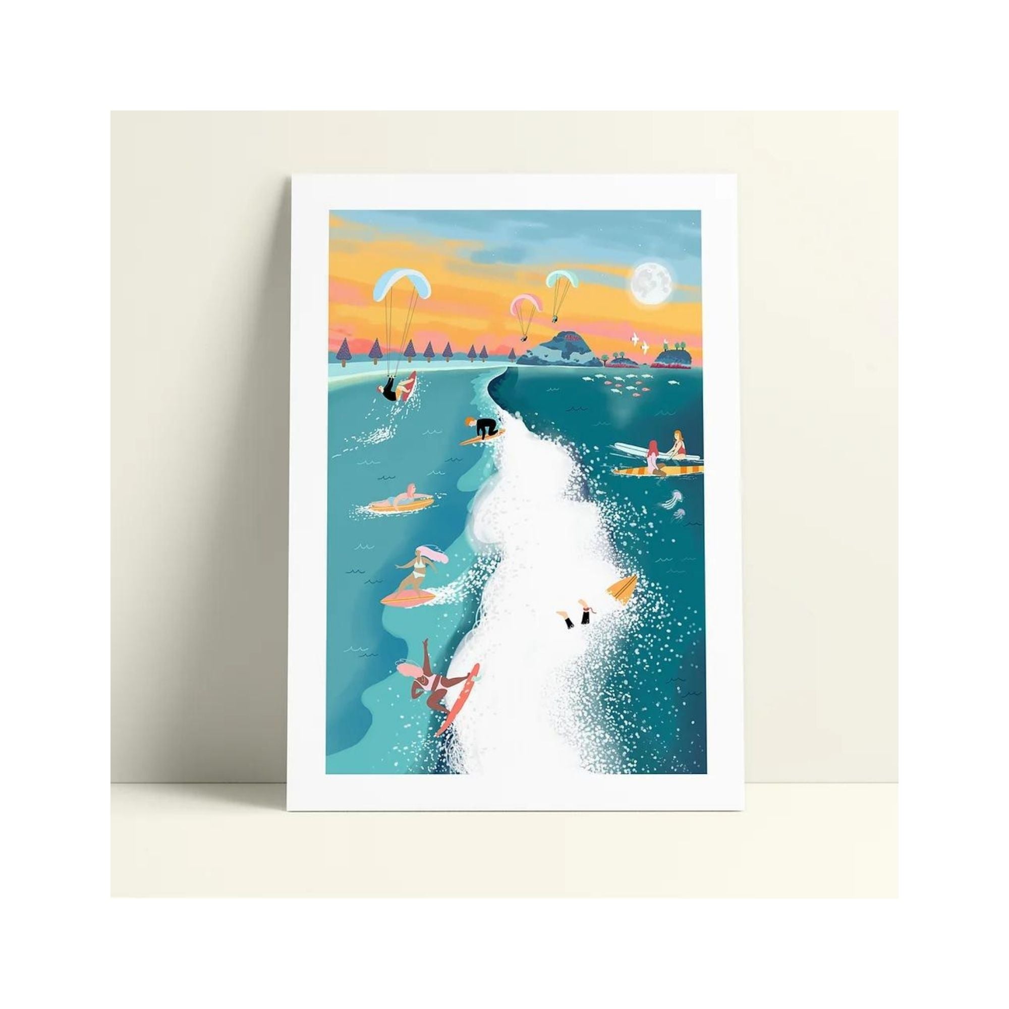 A3 Print of a Sunset Surf in Pastels | FURNISH