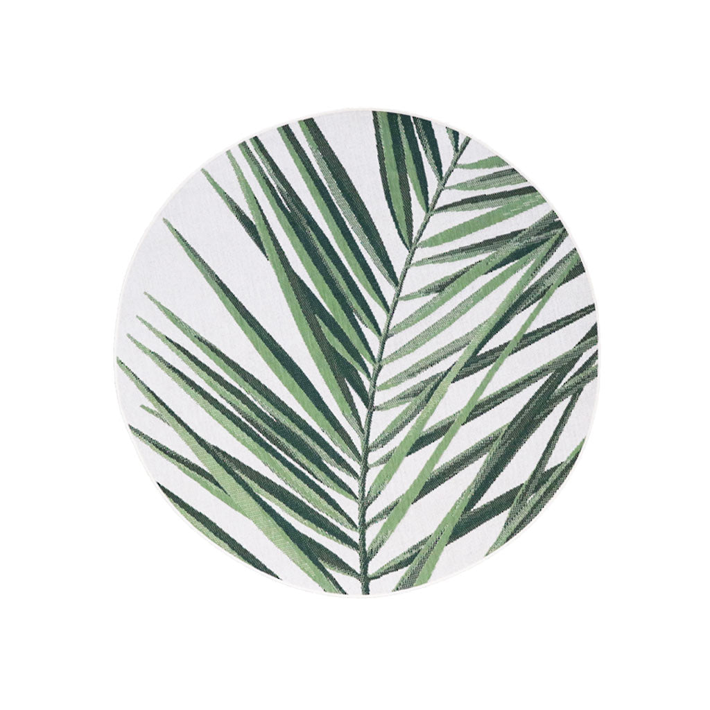 Indoor and Outdoor Round Rug Royal Palm in Cream and Green | FURNISH