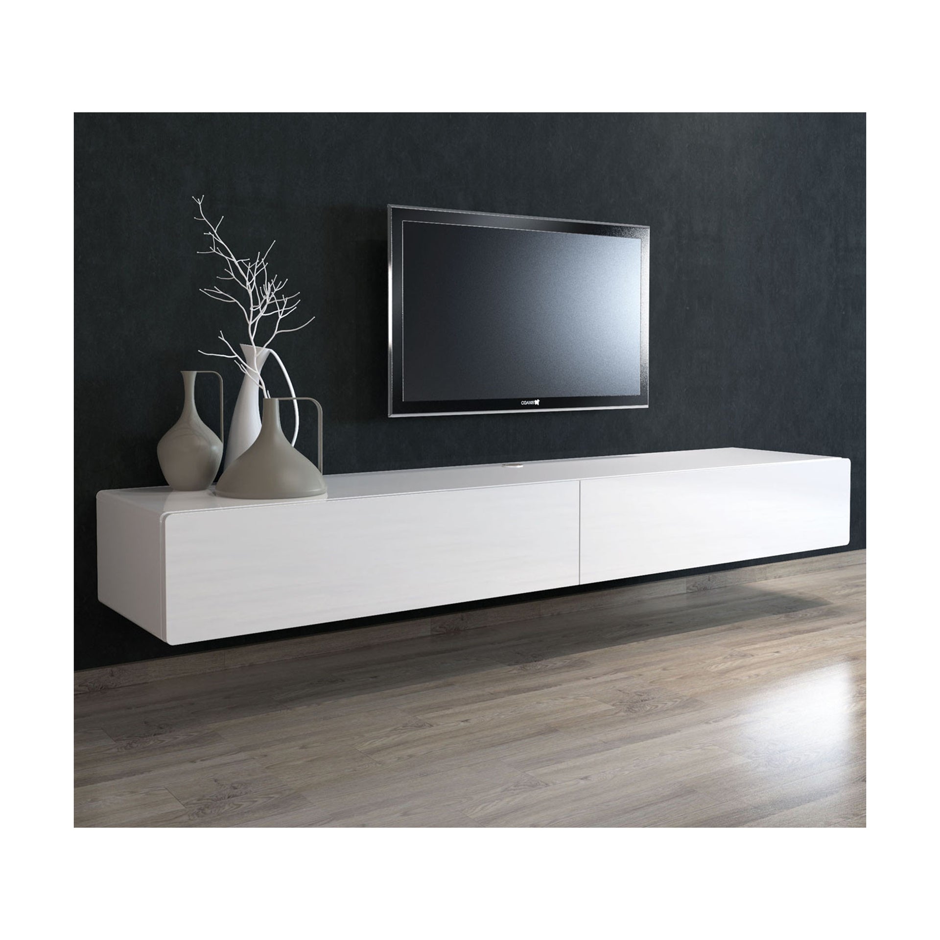 Bondi Floating Entertainment Unit 2200 - High Gloss White | FURNISH