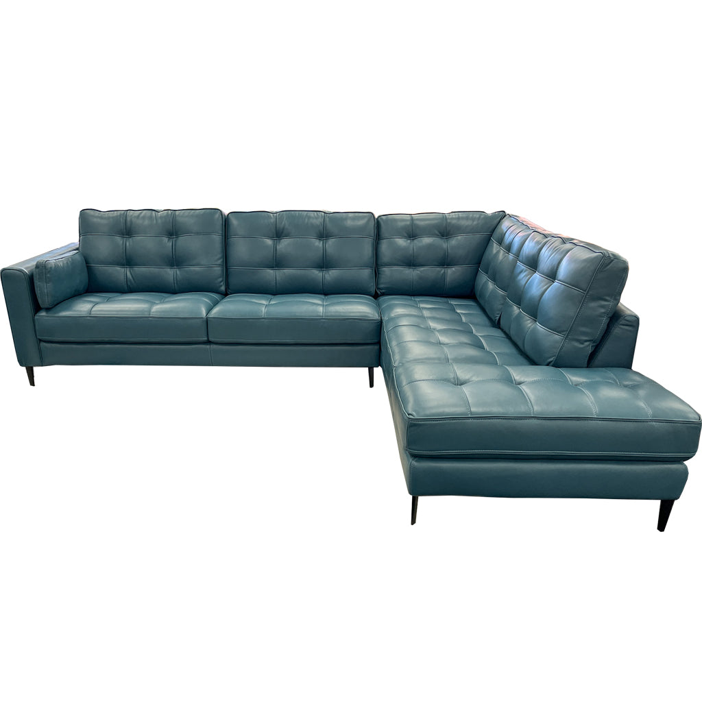 Chester 3 Seater Sofa with Chaise in Urban Sofa Teal Full Grain Leather ...