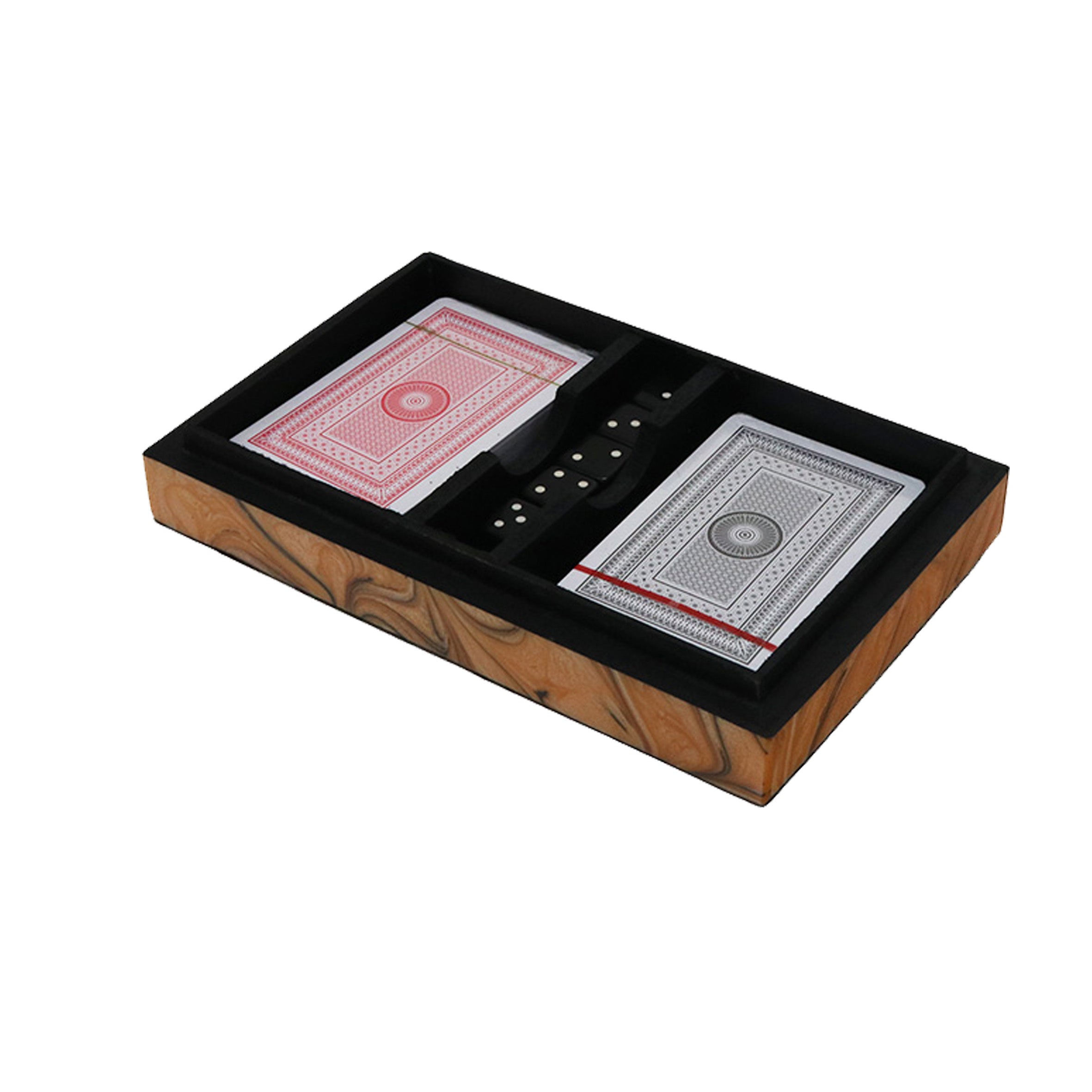 Resin Double Card Box - Black with White | FURNISH
