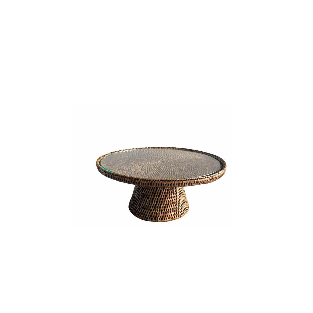 Rattan Cake Stand With Glass - Large | FURNISH