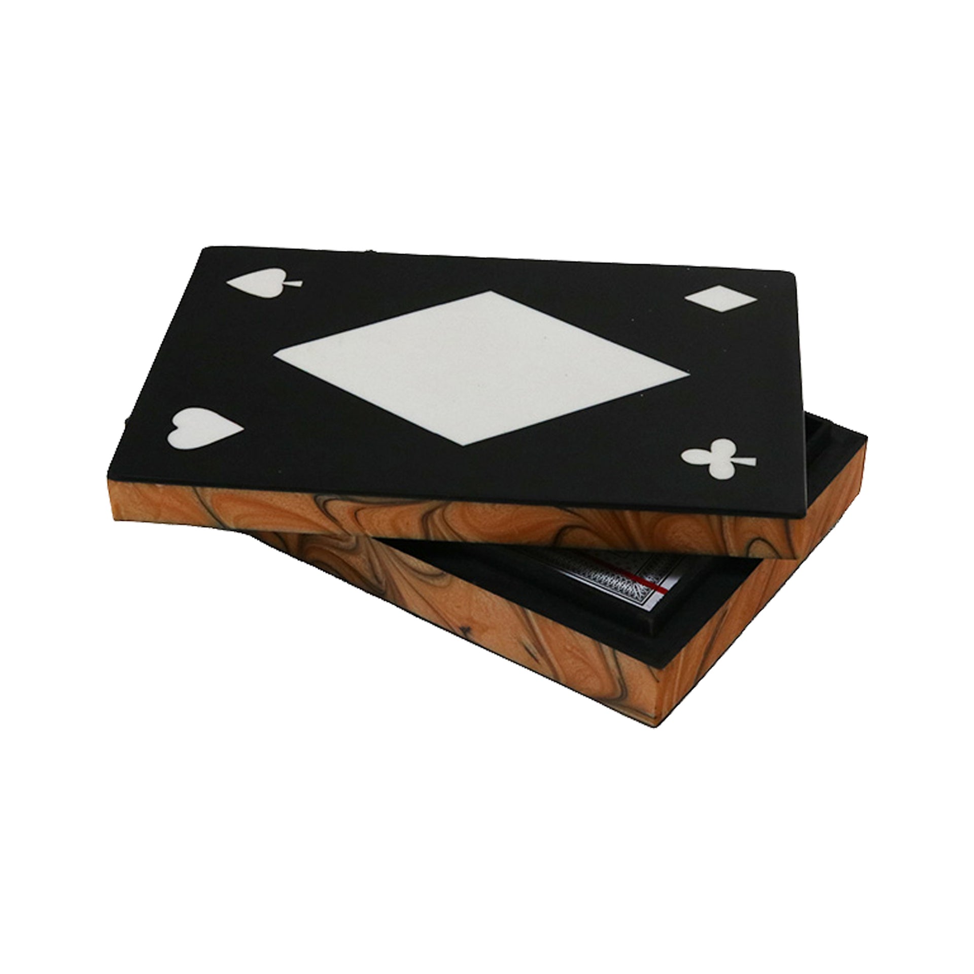 Resin Double Card Box - Black with White | FURNISH