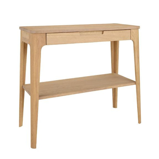 New Amalfi Console Table - Solid Oak/ Oak Veneer Top | FURNISH